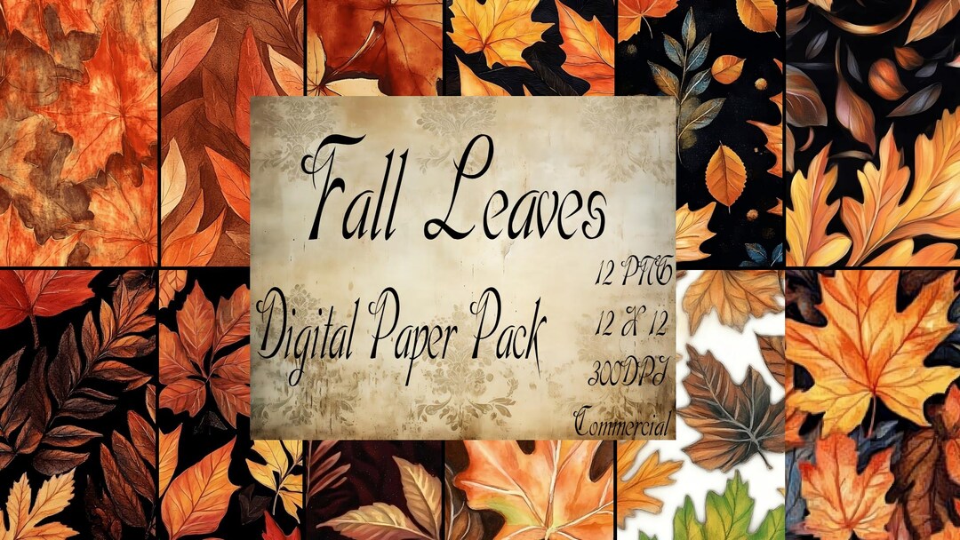 12, Digital Paper, Autumn Leaves, Fall, Leaves, Scrapbook Paper ...