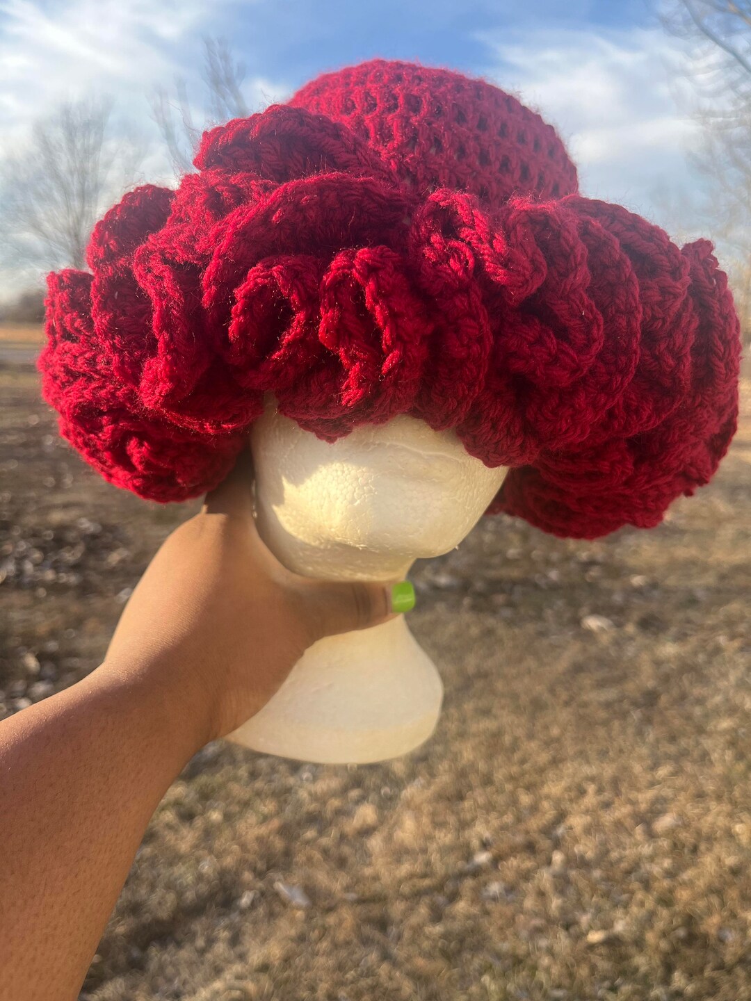 Solid Color Crochet Ruffled Bucket Hat - Etsy
