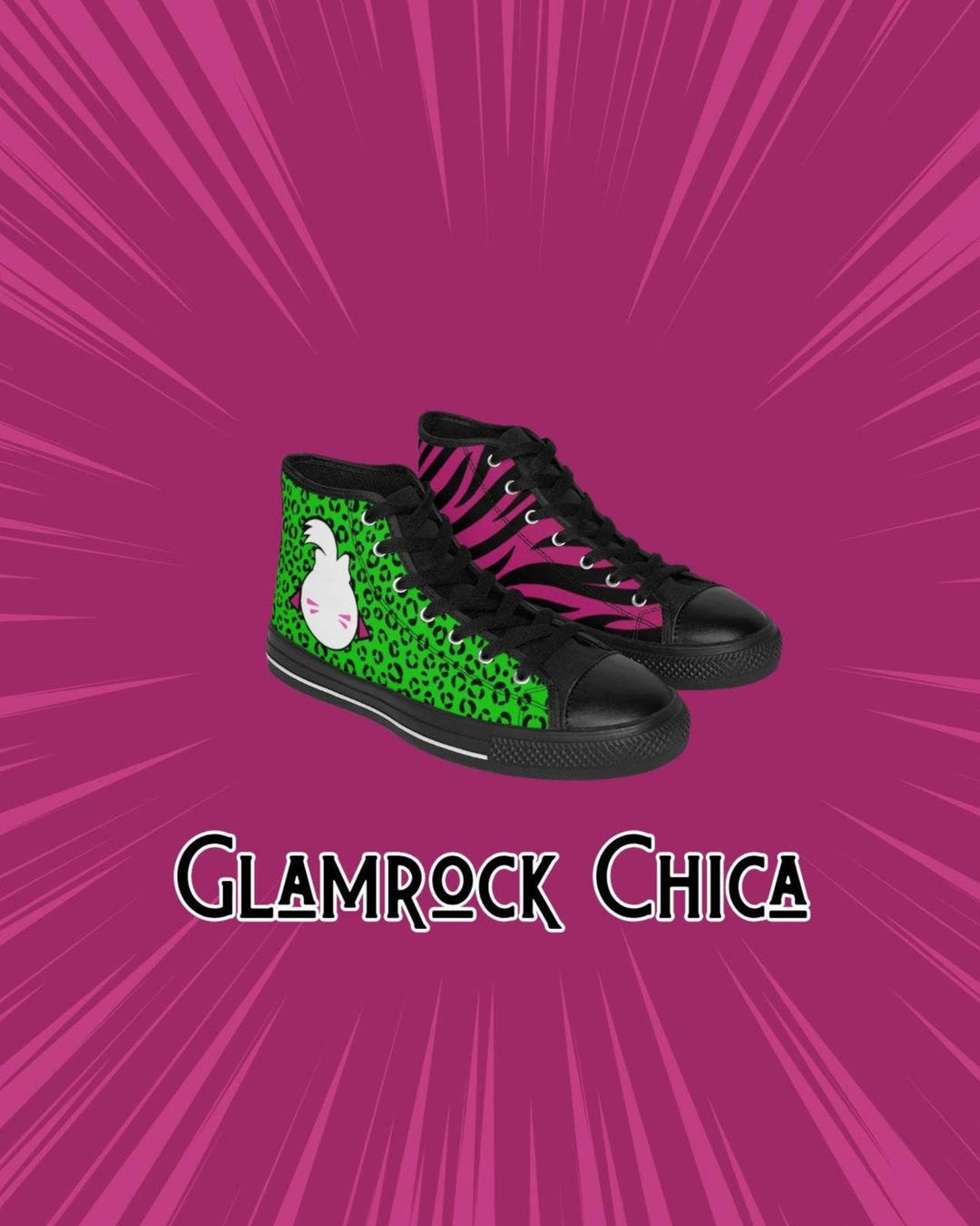 Glamrock Chica Inspired High Top Sneakers | Cosplay Animal Print Shoes ...