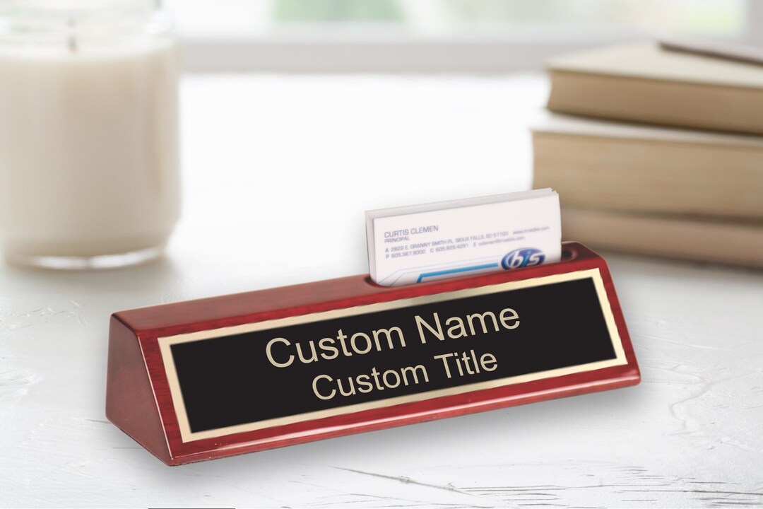 Personalized Wood Desk Name Plate: Engraved Office Decor With Business ...