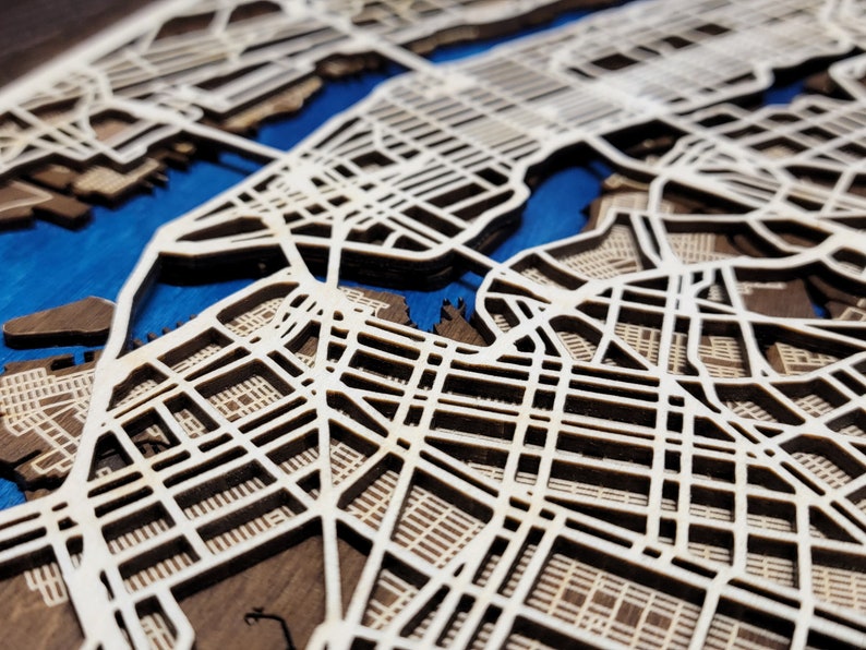 New York City Wood Map Art: Custom Laser Cut Street Map - Etsy