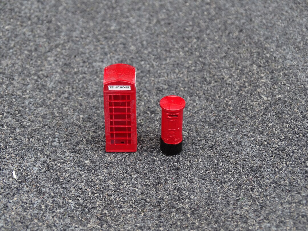 1:76 Scale OO Gauge Hand Painted Telephone Box & Post Box 1 of Each ...