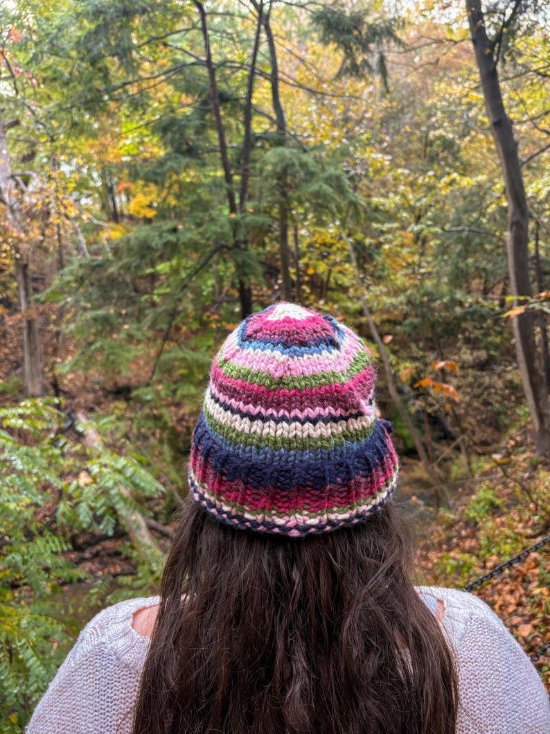 Handmade Colorful Wool Blend Scrap Beanies: Chunky Granola Girl Boho ...