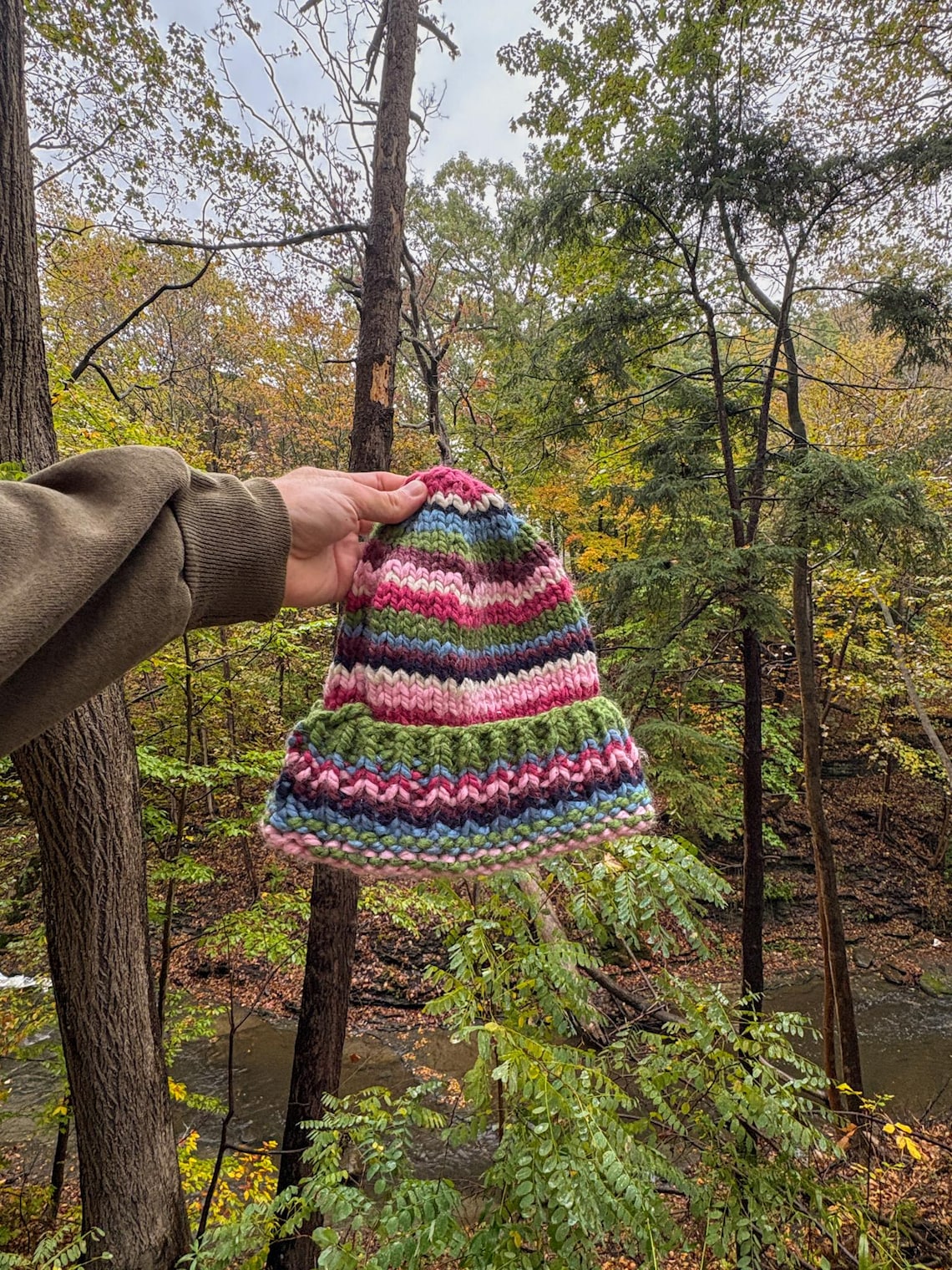 Handmade Colorful Wool Blend Scrap Beanies: Chunky Granola Girl Boho ...