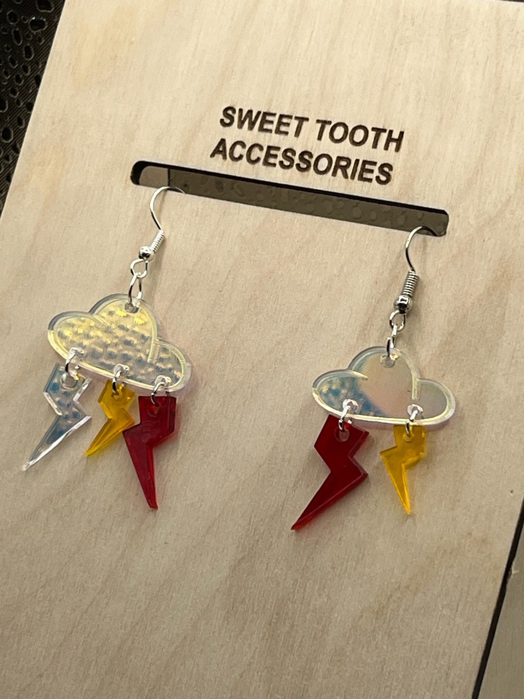Lightning Storm Cloud Acrylic Earrings rainbow Sheen - Etsy
