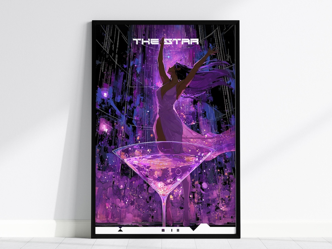The Star Cyberpunk Tarot Poster: Futuristic Neon Art Print, Framed or ...
