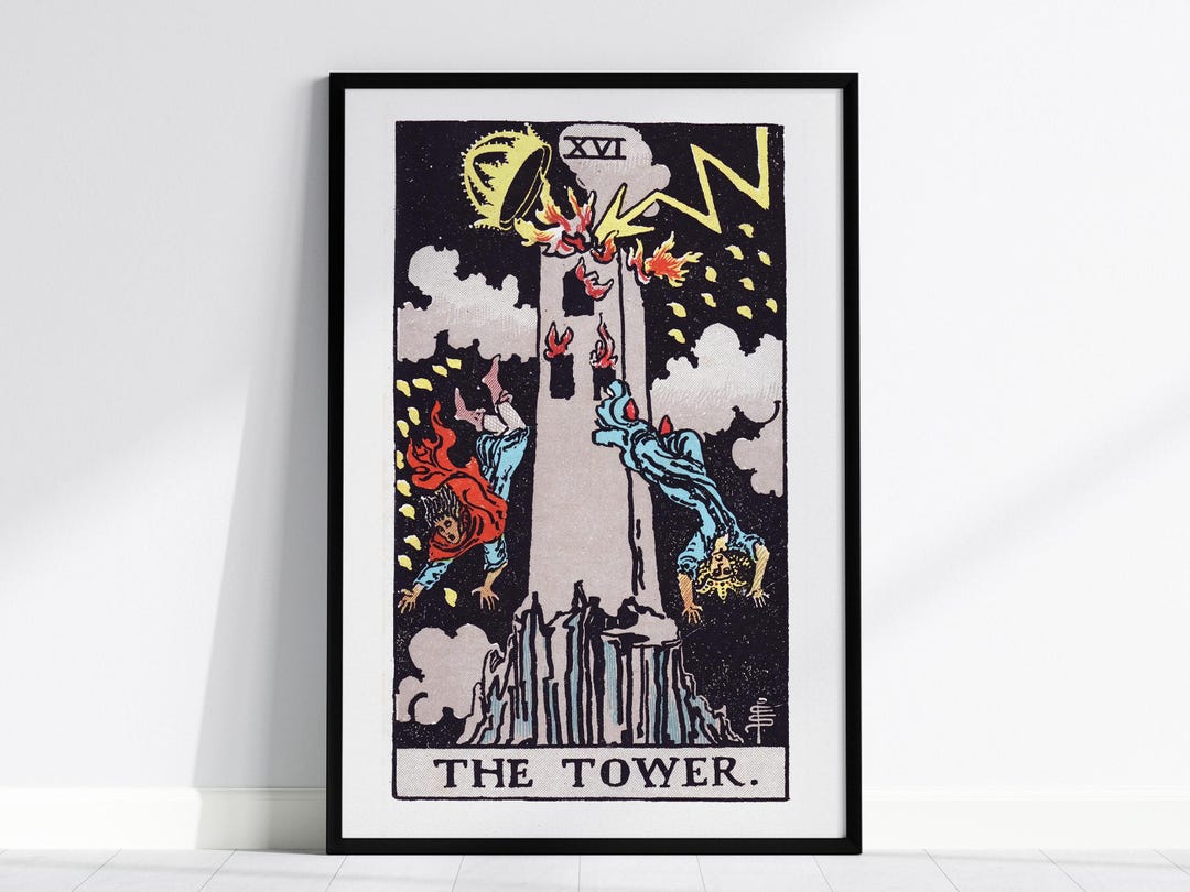 The Tower Tarot Poster - 1909 Rider Waite Smith Restored Print ...
