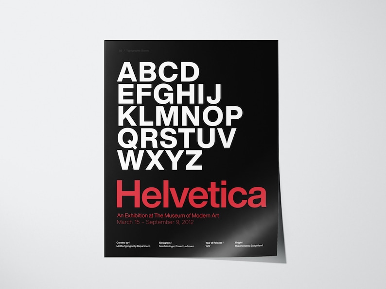 Helvetica Typeface Poster: Bold Swiss Font Art, Minimalist Typography ...