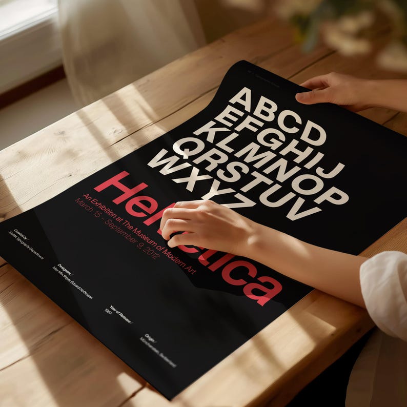 Helvetica Typeface Poster: Bold Swiss Font Art, Minimalist Typography ...