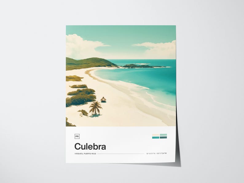 Culebra, Puerto Rico Poster: Minimalist Beach Paradise Art - Etsy