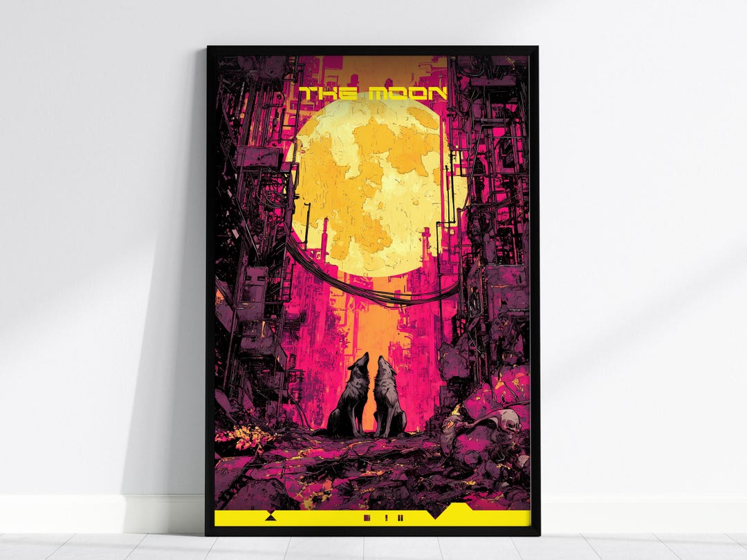 The Moon Cyberpunk Tarot Poster: Futuristic Sci-fi Print, Gamer Room ...
