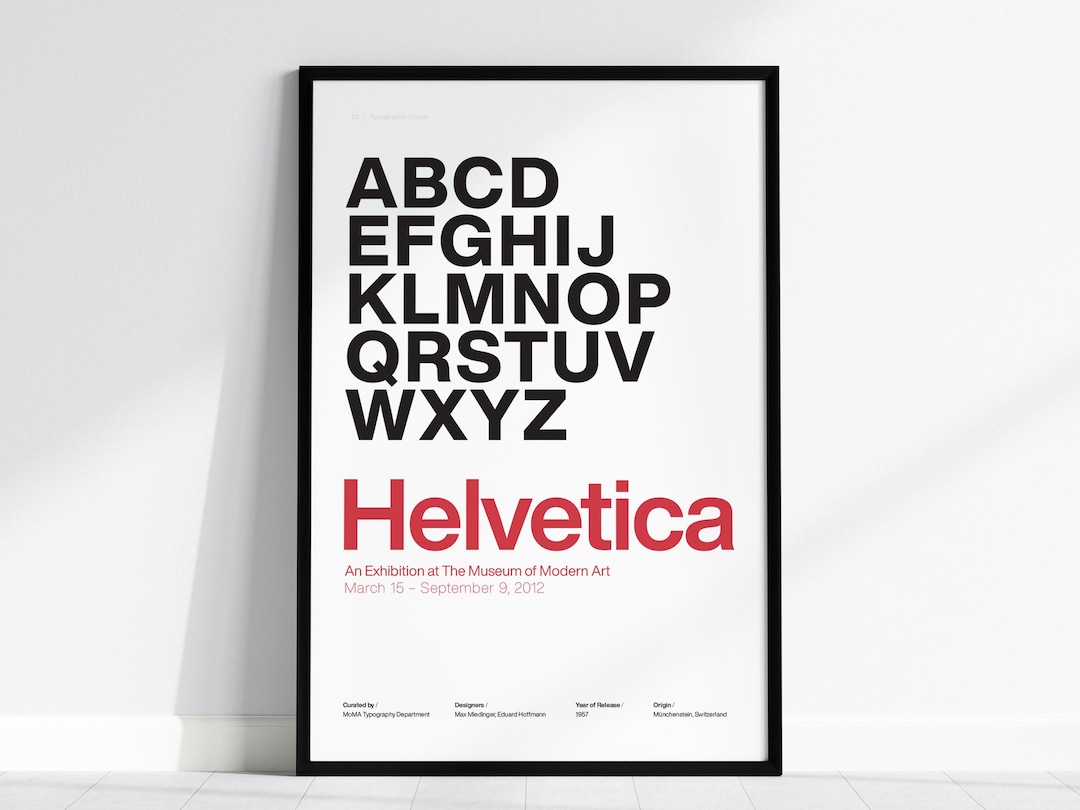 Helvetica Typeface Poster: Modern Typography Print, Minimalist Design ...