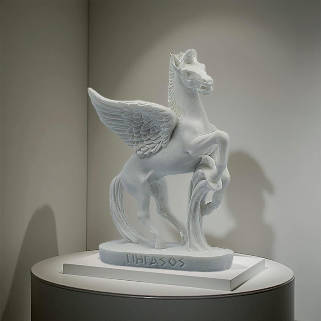 Pegasus Winged Horse Mythology Statue Handmade Alabaster Sculpture 5.90 ...