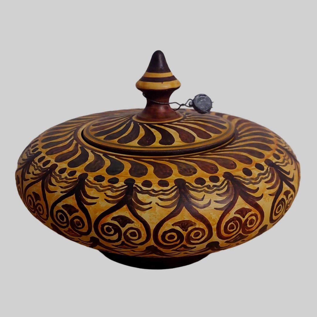 Greek Ceramic Jewelry Box | Floral Minoan Pattern | Handmade Mythic ...