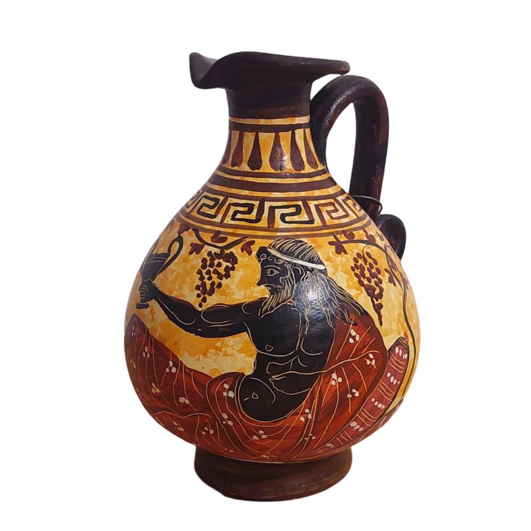 Dionysus Wine Jug: Handmade Ceramic Oinochoe, Black Figure Pottery - Etsy