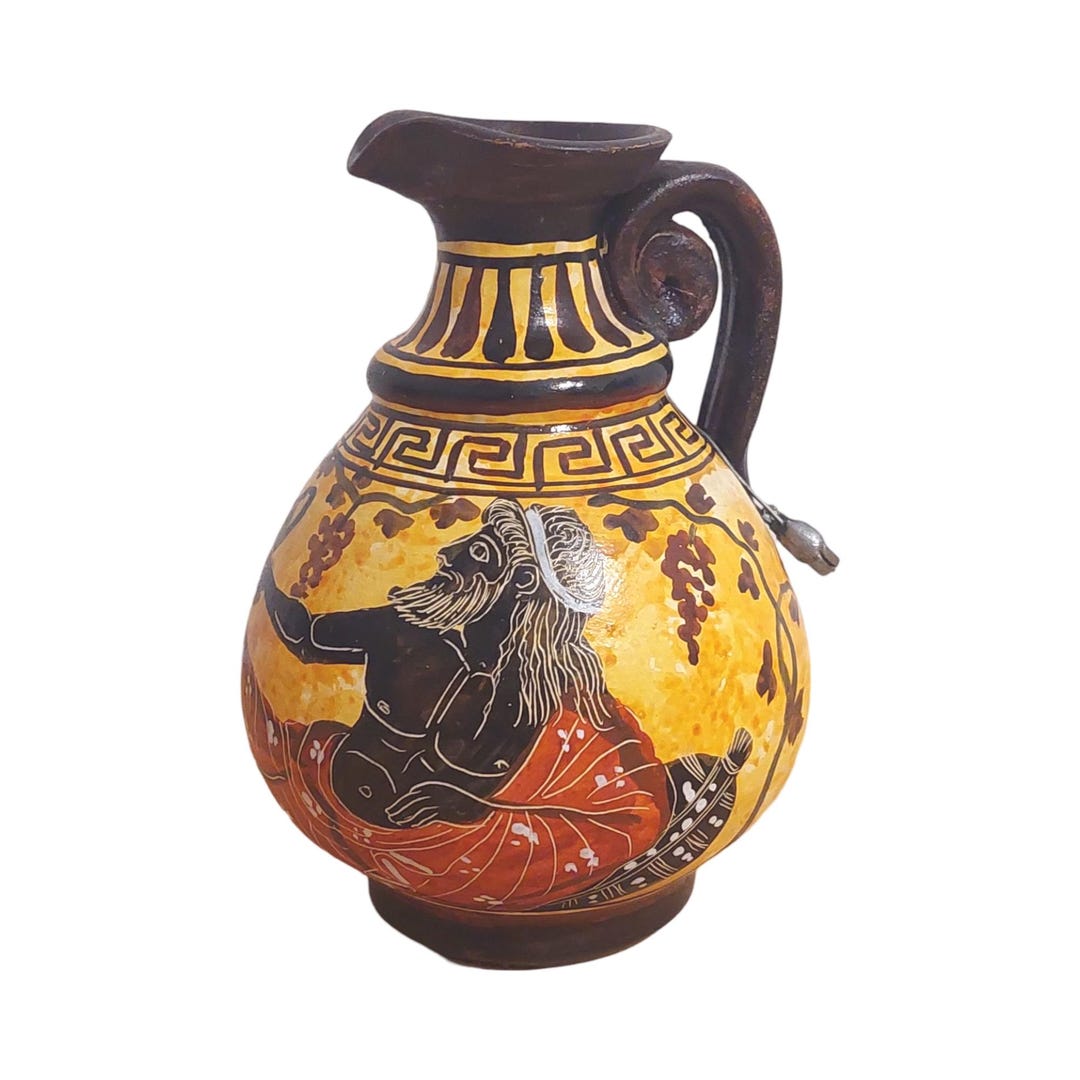 Greek Jug With Dionysus | Black Figure Pottery | Mythology Ceramic ...