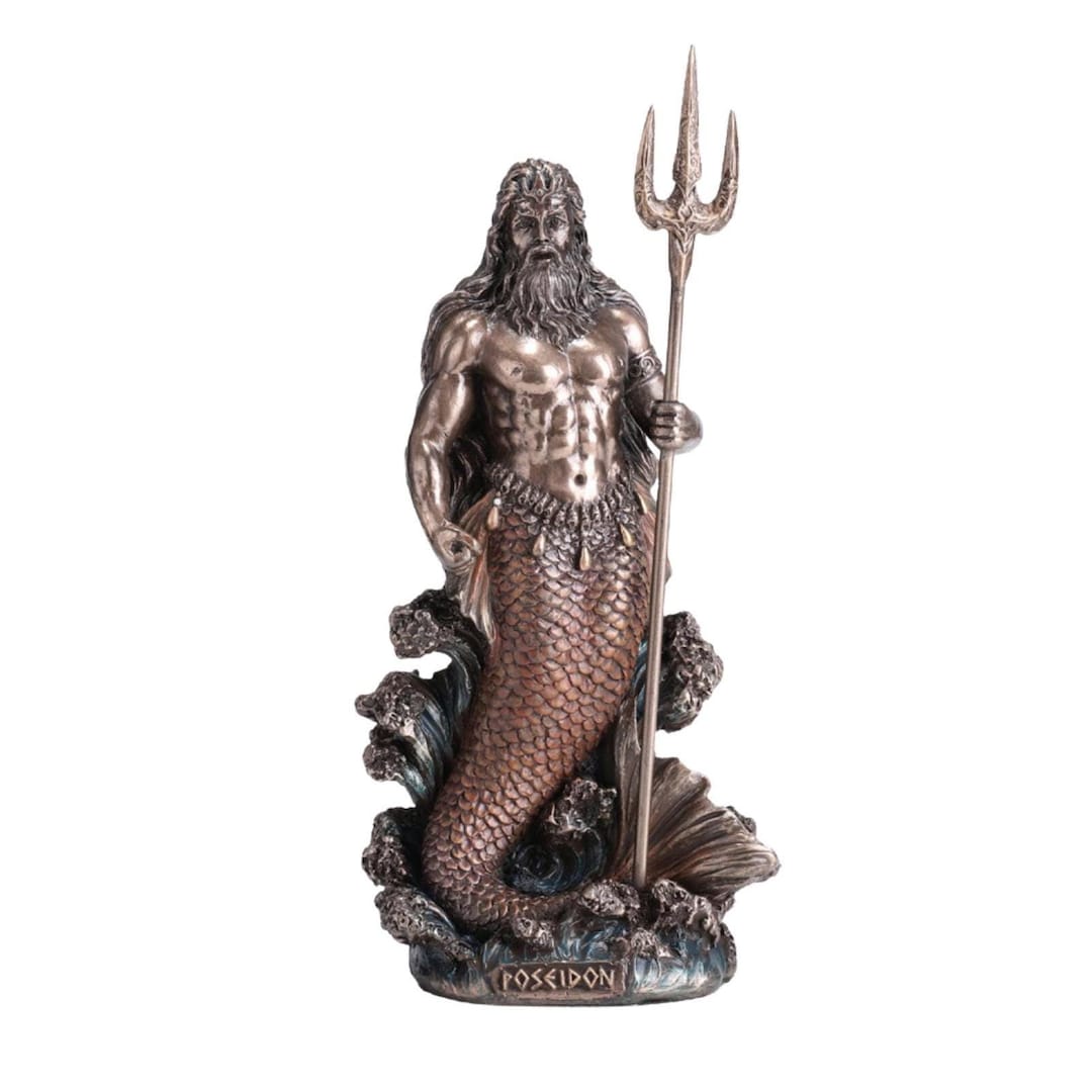 Poseidon Figurine Statue Greek God of the Sky Bronzed Sculpture 18cm - Etsy