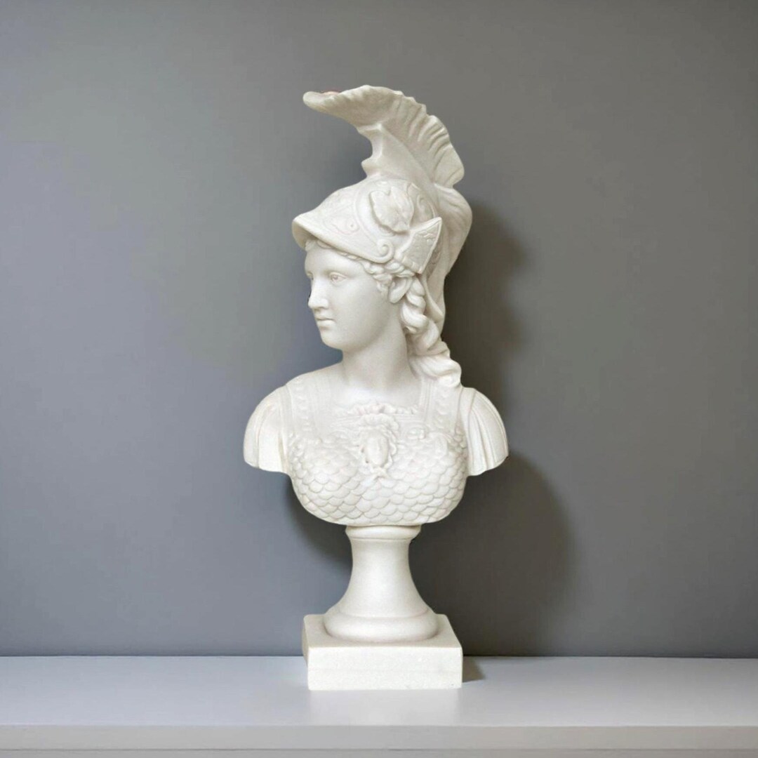 Athena Bust Statue Ancient Greek Roman Mythology Goddess Sculpture 22cm ...