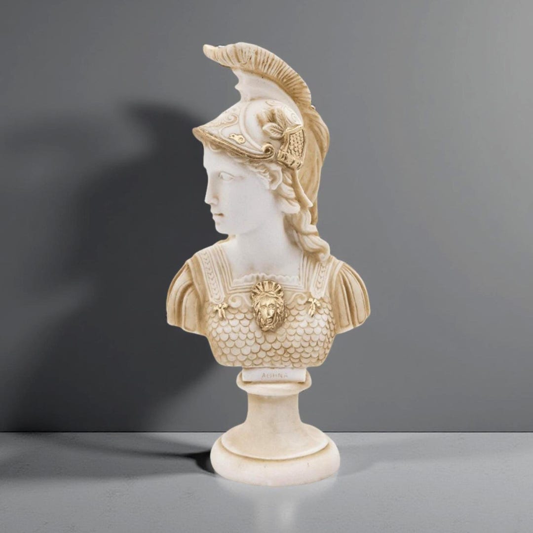 Athena Bust Statue Ancient Greek Roman Mythology Goddess Sculpture 22cm ...
