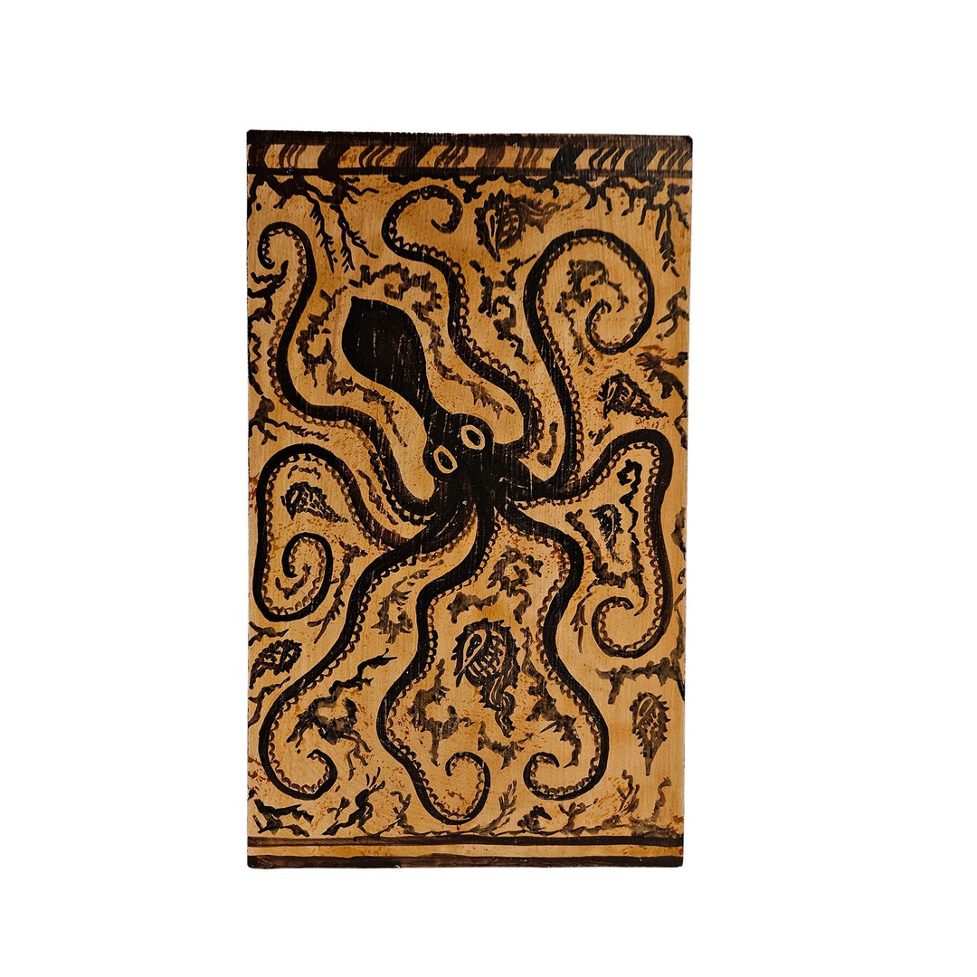 Octopus Minoan Period Painting on Wood Handmade Greek Mythology - Etsy
