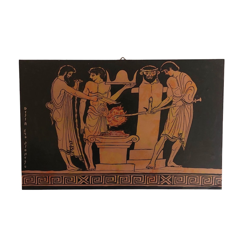 Ancient Greek Dionysus Ritual Painting Wall Art Sacrificial Scene on ...
