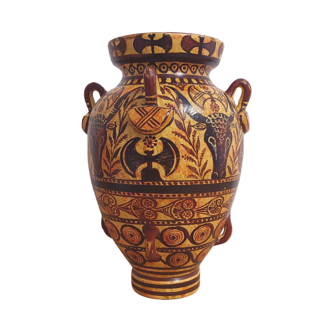 Minoan Bull Head Amphora Ceramic Vase Ancient Greece Knossos Double Axe ...