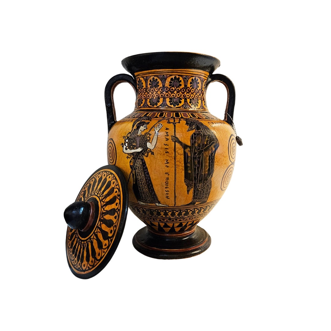 Athena With Poseidon God Amphora Vase Ancient Greek Pottery Ceramic - Etsy