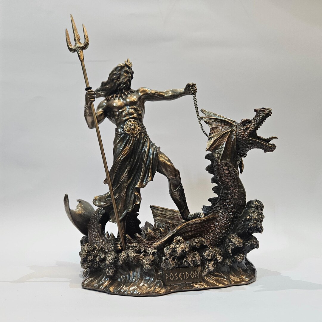 Poseidon God Statue Riding an Hippocampus on Sea Bronzed Sculpture - Etsy