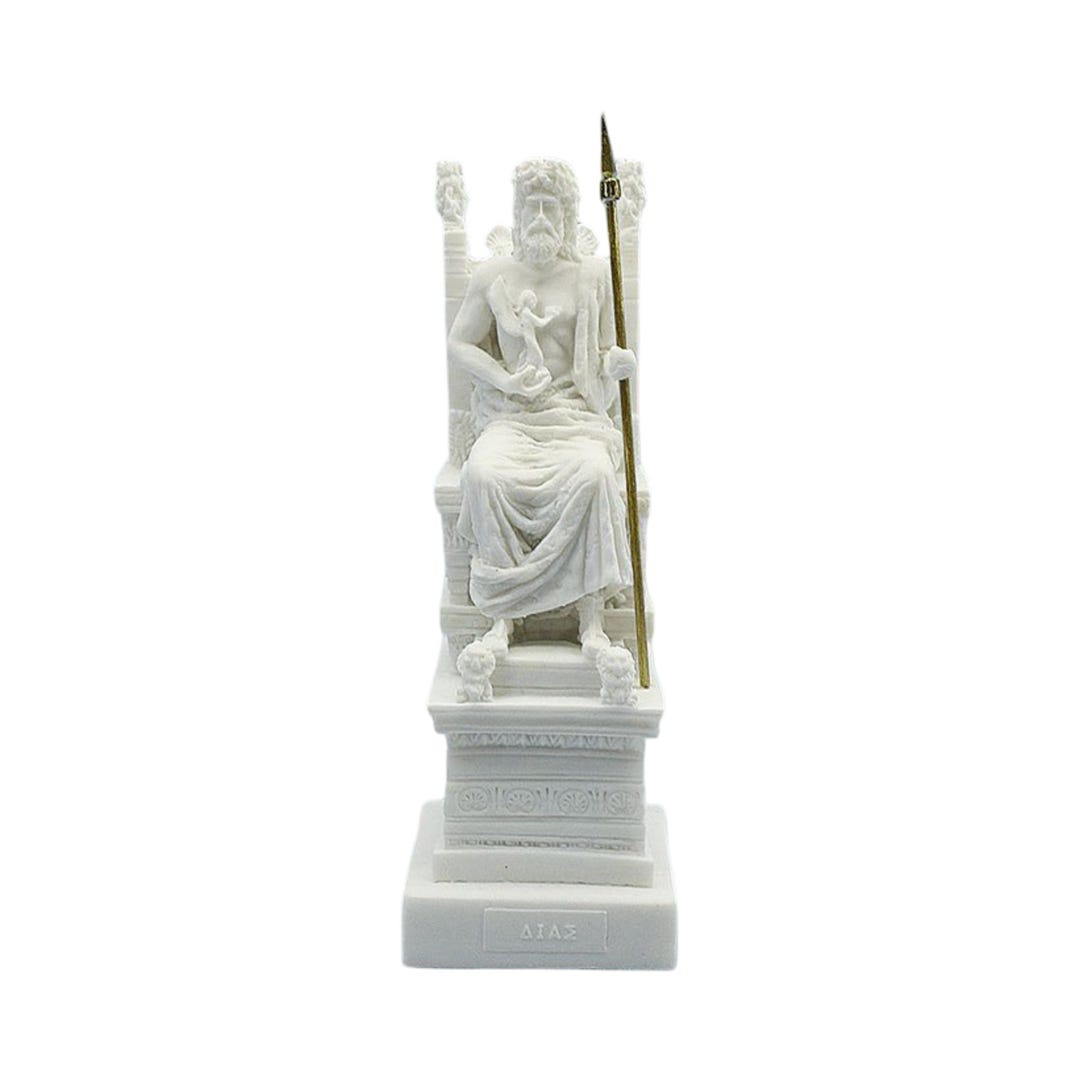 Zeus God of Thunder Statue Seated Greek Roman Sculpture With Bronze ...