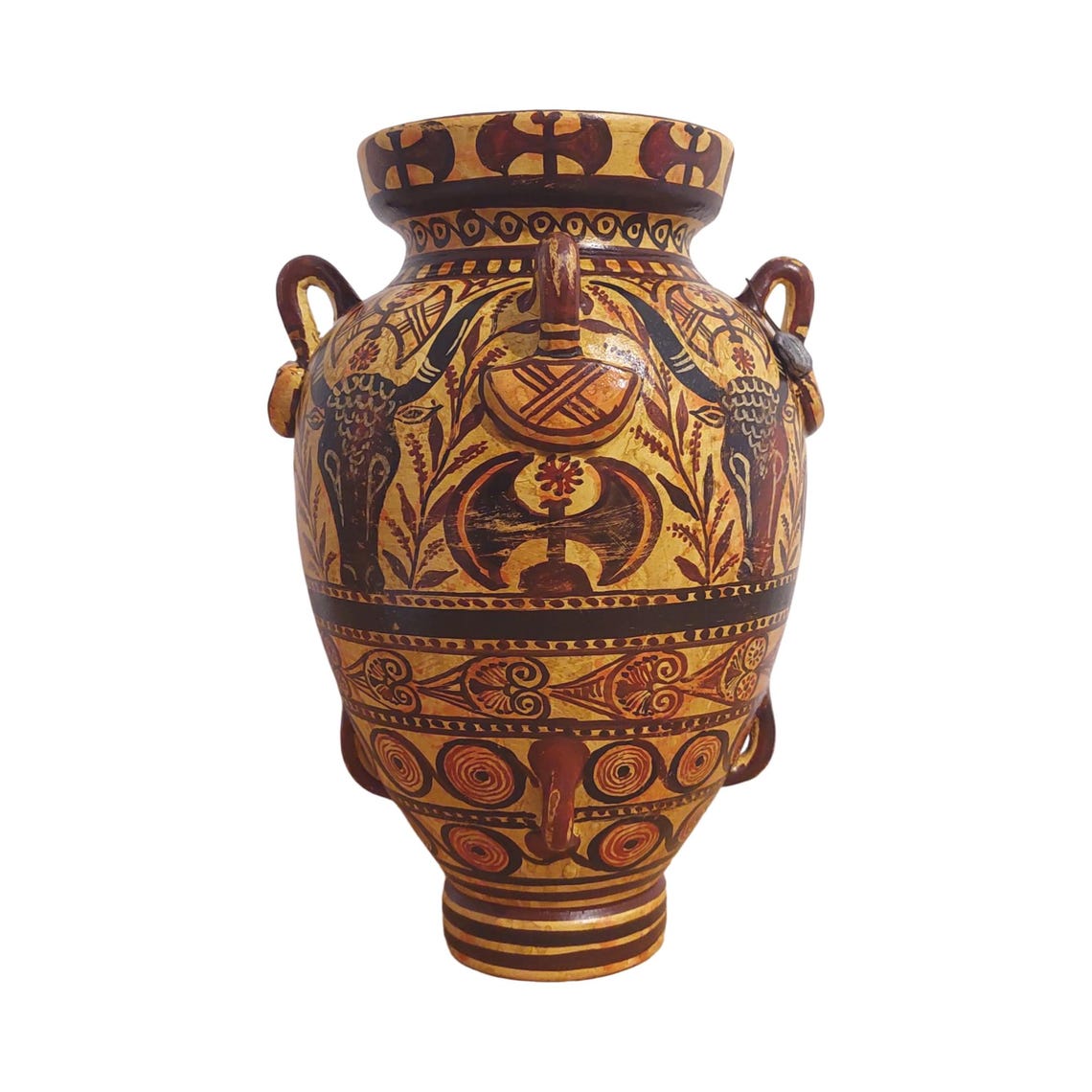Minoan Bull Head Amphora Ceramic Vase Ancient Greece Knossos Double Axe ...