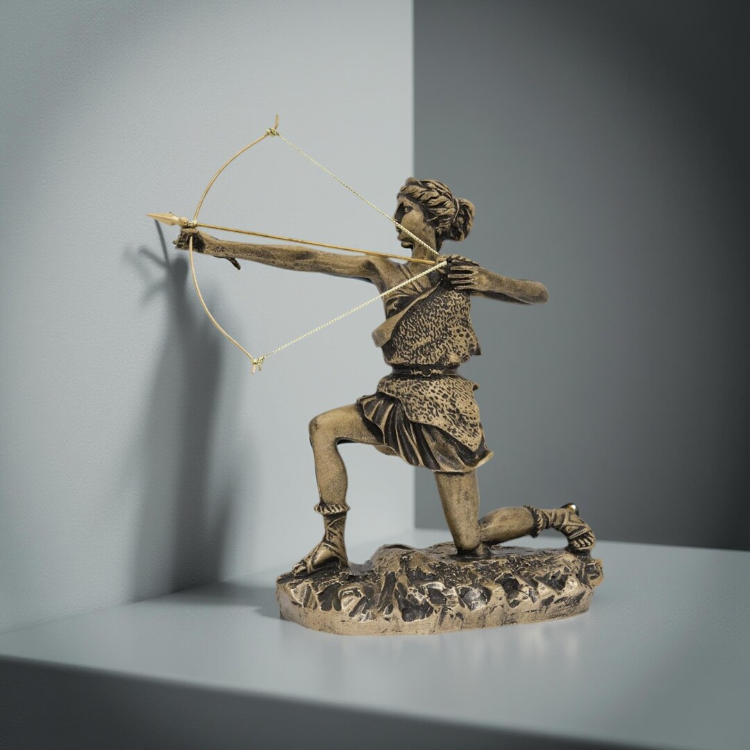 Artemis Diana Goddess Statue Alabaster 8 in Bronze Color Sculpture - Etsy