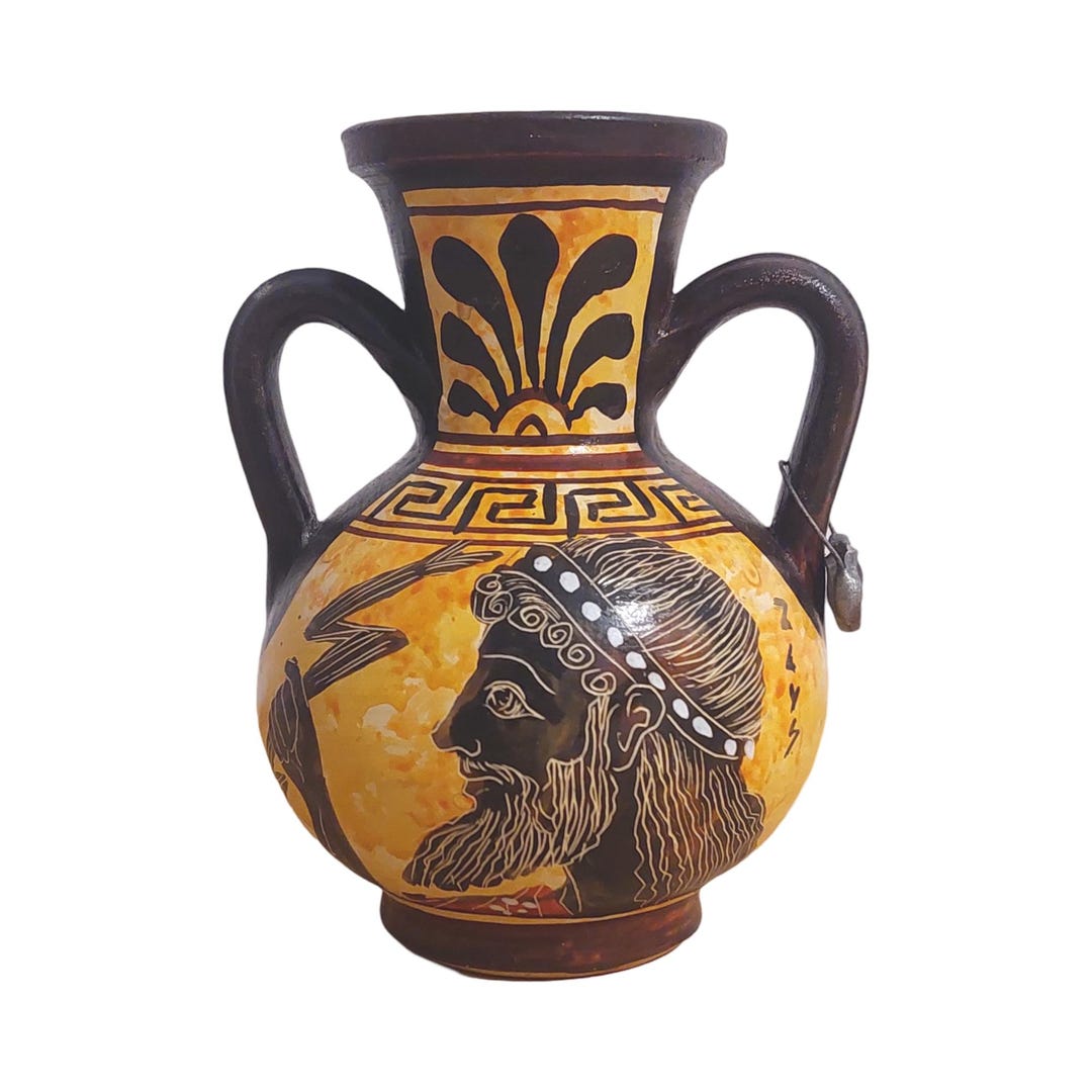 Zeus Ceramic Amphora | Ancient Greek Pottery | God of Thunder Vase ...