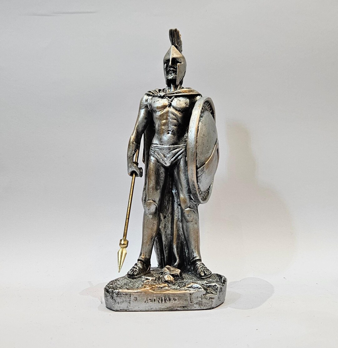 Leonidas Statue King of Spartan Silver Color Sculpture 8.27in - Etsy