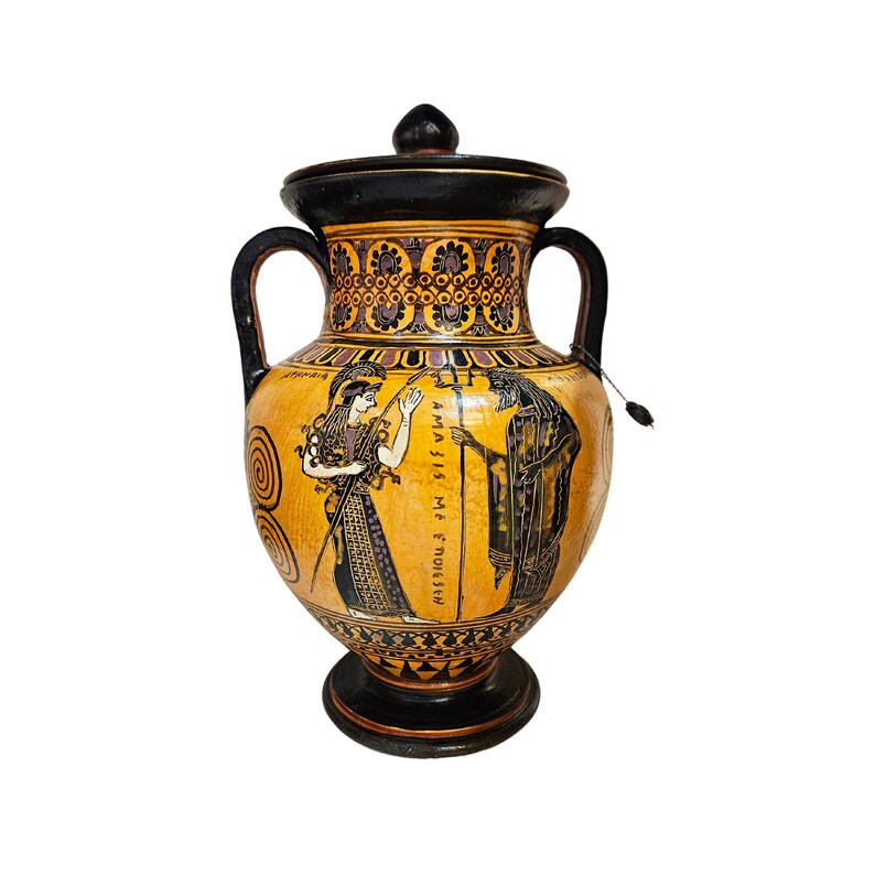 Athena With Poseidon God Amphora Vase Ancient Greek Pottery Ceramic - Etsy