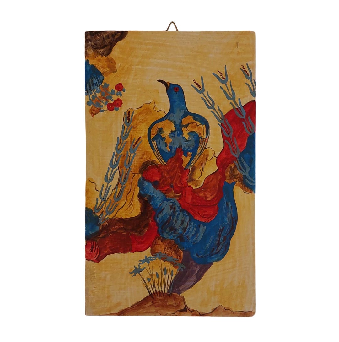 Minoan Blue Birds Wall Art Knossos Fresco Replica Hand Painted Painting ...