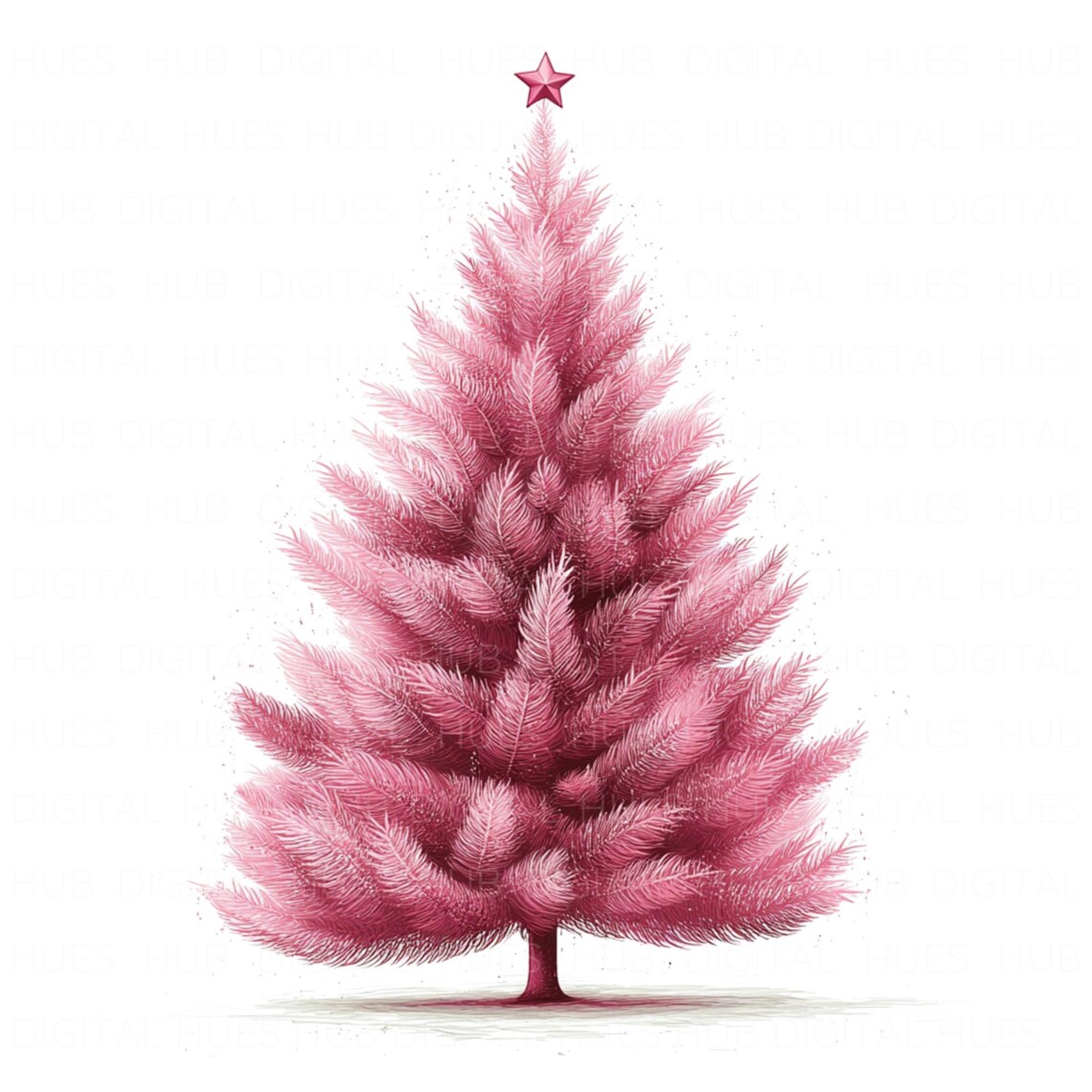 12 Pink Christmas Tree Clipart: Watercolor Festive Christmas Art JPEG ...