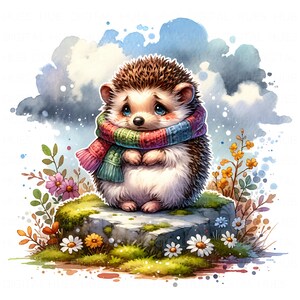 11 Sad Hedgehog Clipart Watercolor Cute Hedgehog Cartoon Nursery Art ...