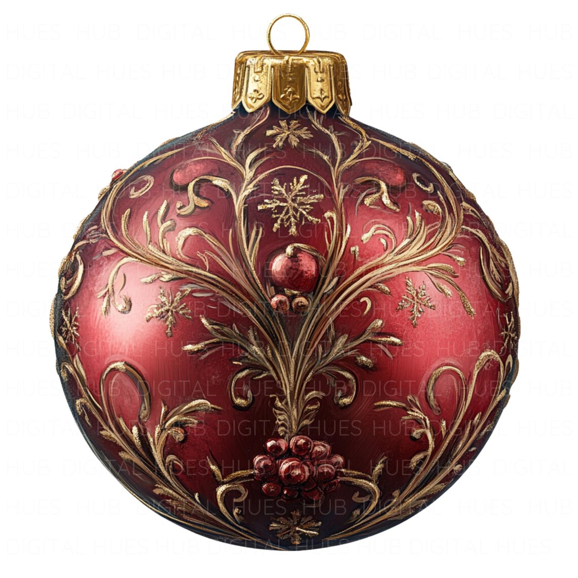 12 Vintage Red Christmas Bauble Clipart Watercolor Festive Bauble ...