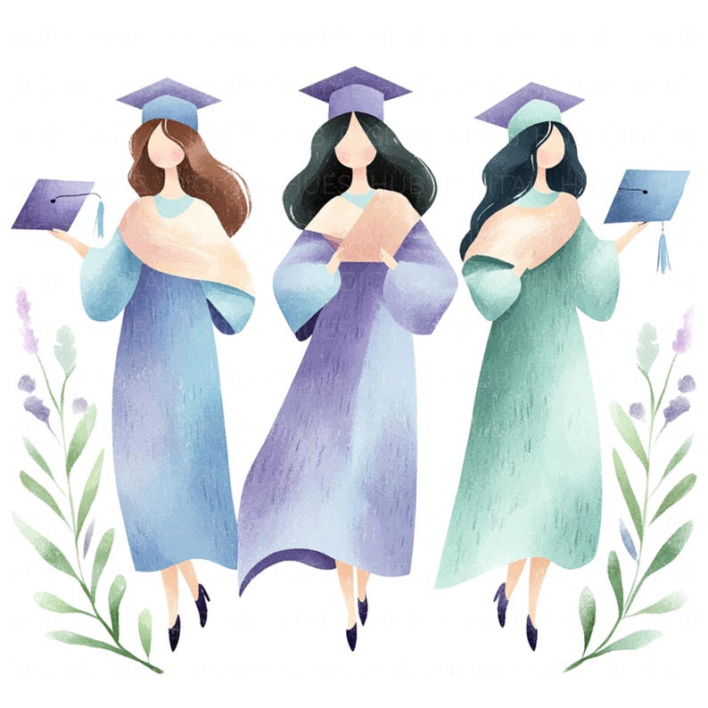 10 Graduation Abstract Clipart Watercolor Perfect Student Gift Idea ...