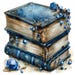 10 Blue Magic Book Clipart Watercolor Old Book Pile Fantasy Clipart ...
