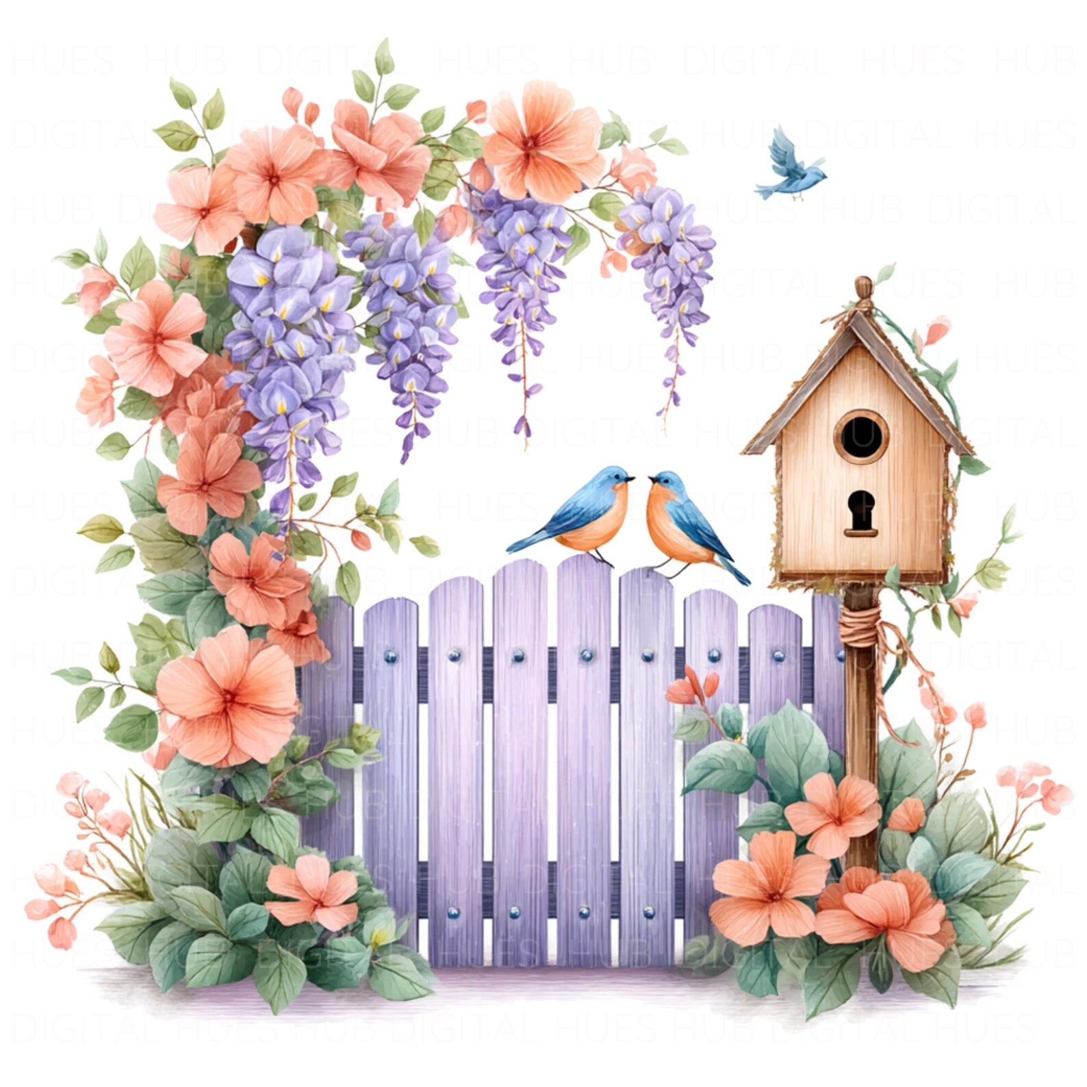 18 Wooden Garden Gate Clipart Watercolor Vintage Flower Gates Spring ...