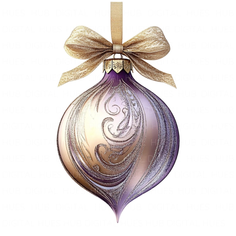 13 Purple Christmas Bauble Clipart Watercolor Festive Vintage Bauble ...