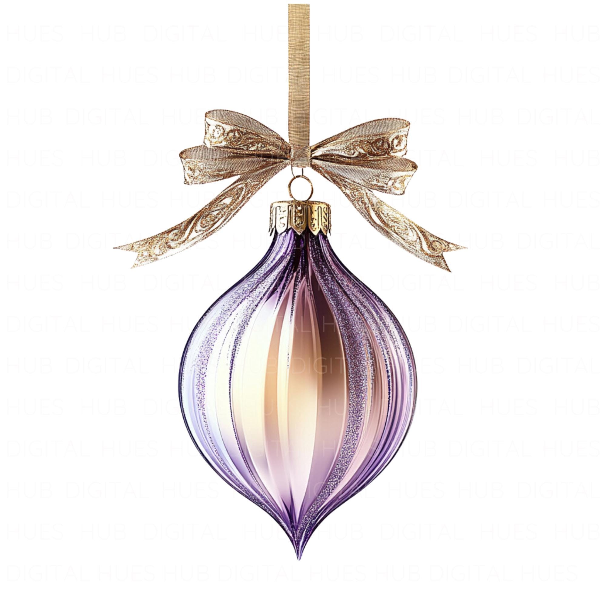 13 Purple Christmas Bauble Clipart Watercolor Festive Vintage Bauble ...