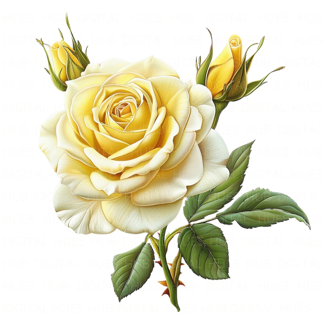 14 Yellow Rose Clipart Watercolor Yellow Flower Golden Rose High ...