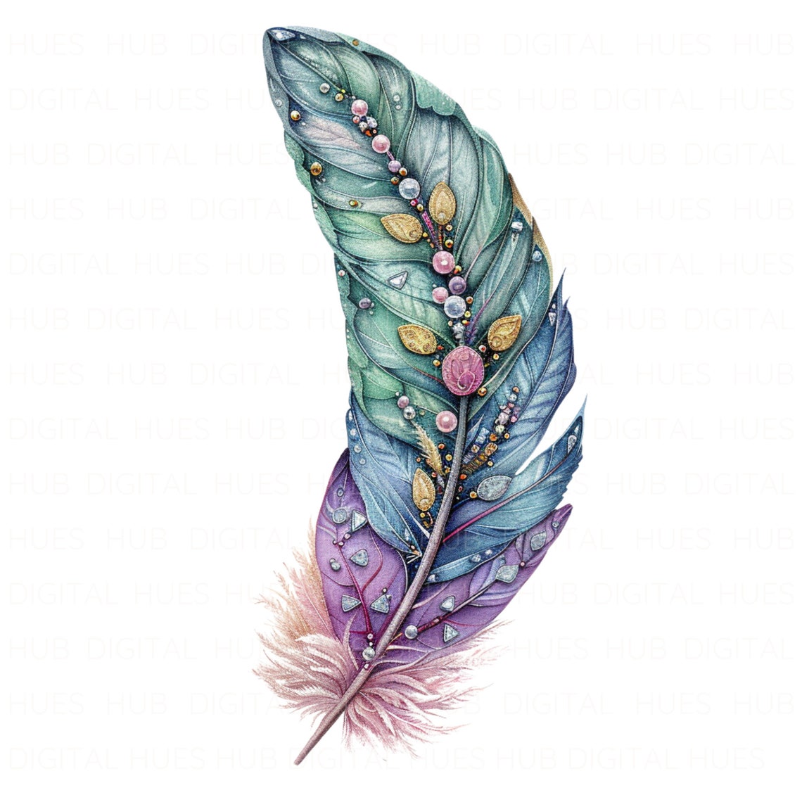 15 Feather Clipart Bundle Watercolor Boho Feather Art Clipart Printable ...