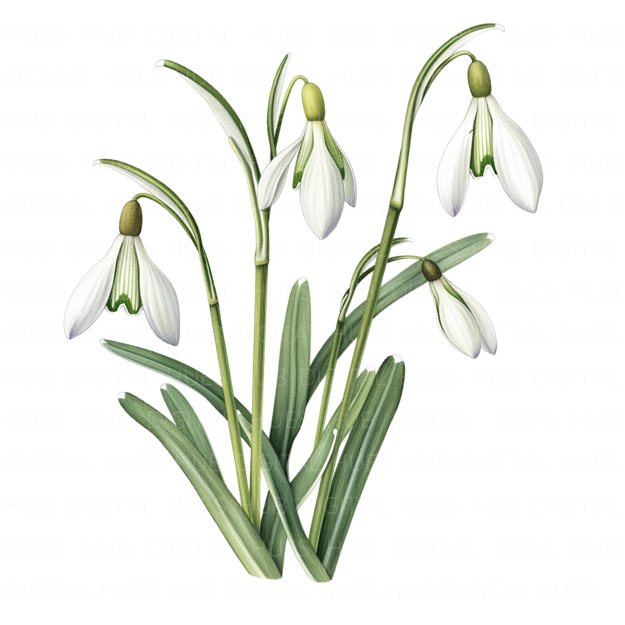 13 Snowdrop Flower Clipart Watercolor White Flower Botanical ...