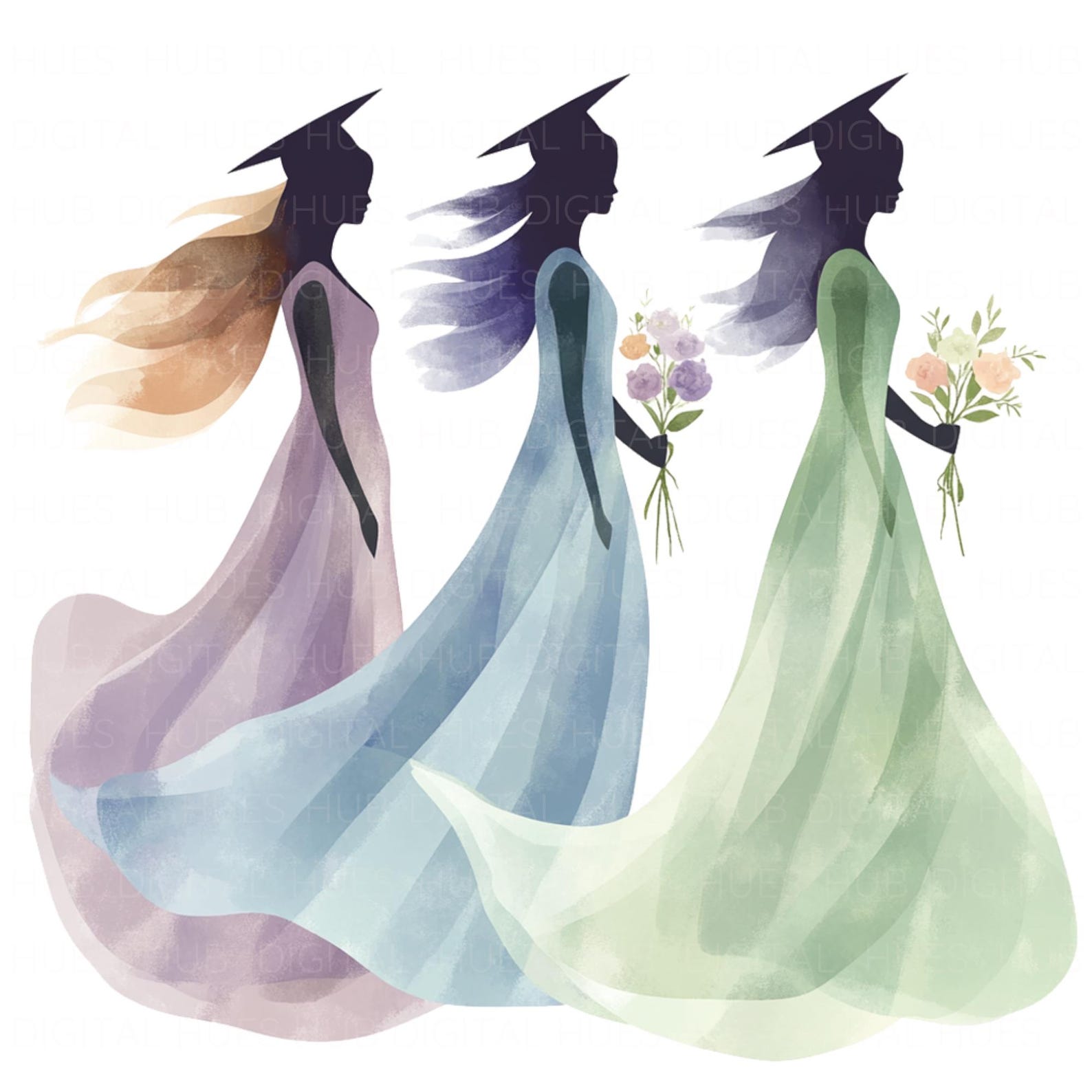 10 Graduation Abstract Clipart Watercolor Perfect Student Gift Idea ...