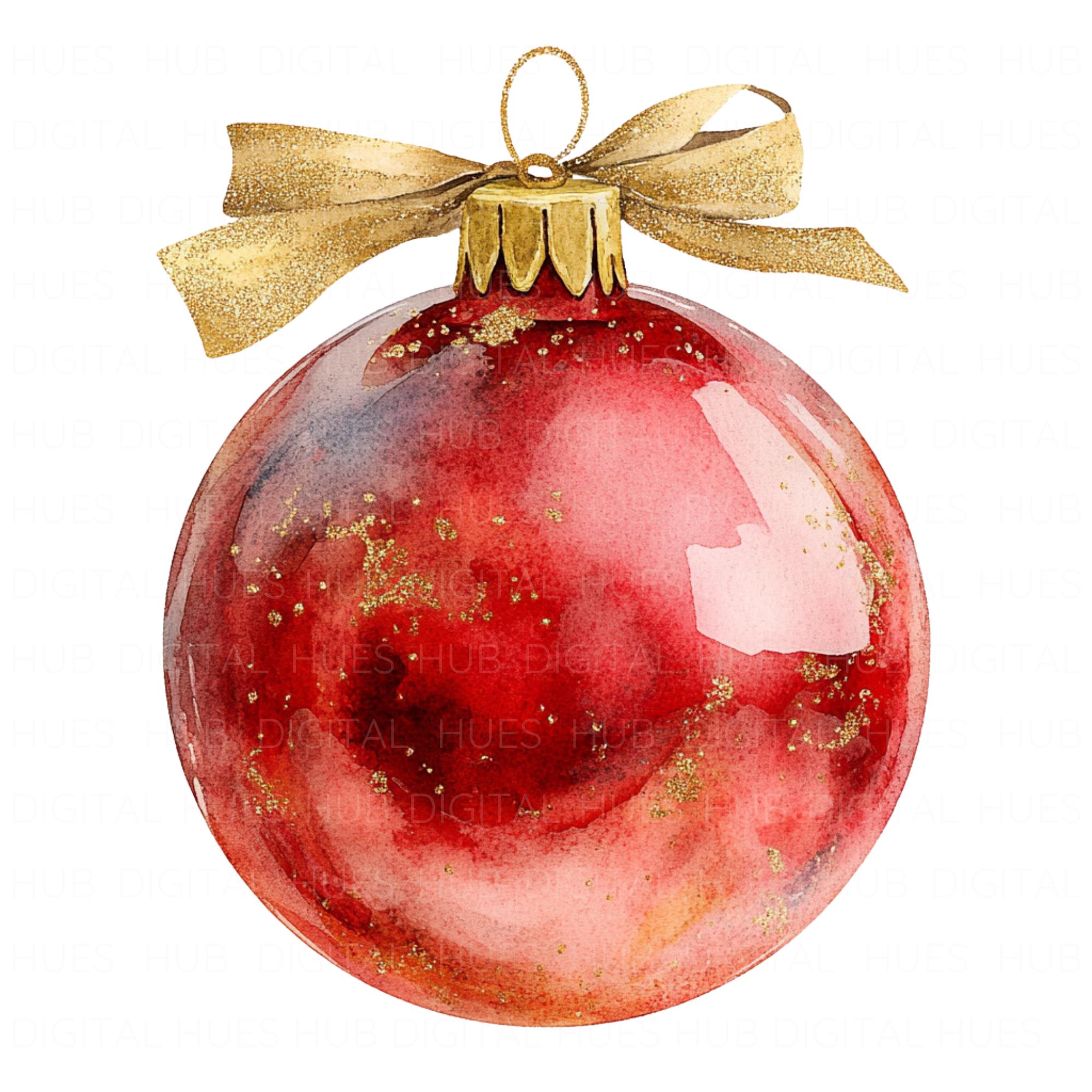 13 Simple Red Christmas Bauble Clipart Watercolor Festive Bauble ...