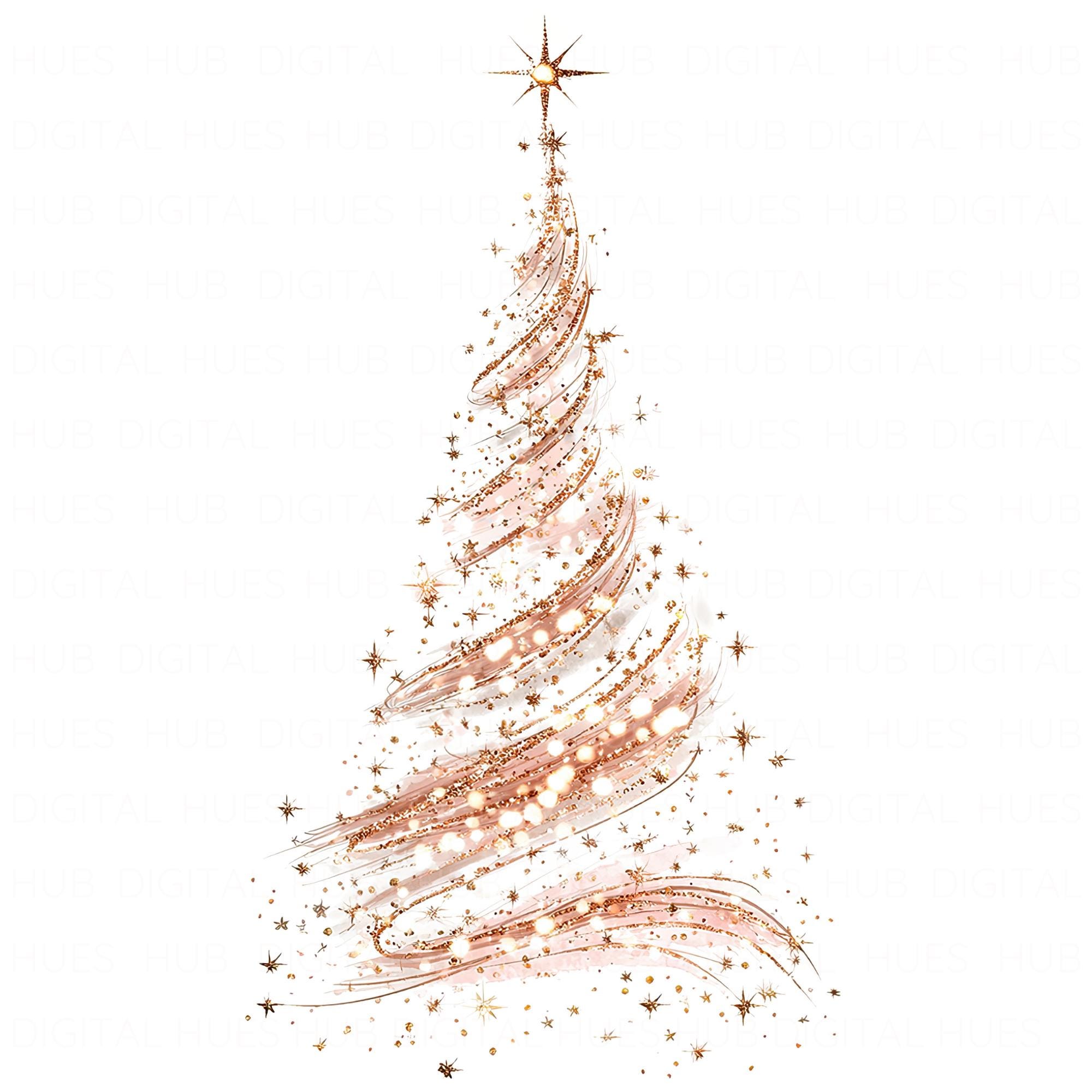 11 Sparkling Christmas Tree Clipart: Watercolor Elegant Holiday Tree ...