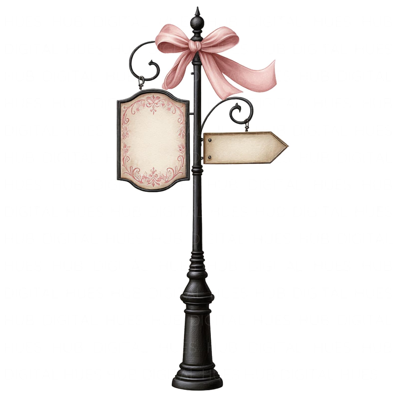11 Pink Hanging Sign Clipart Watercolor Vintage Wrought Iron Road Sign ...
